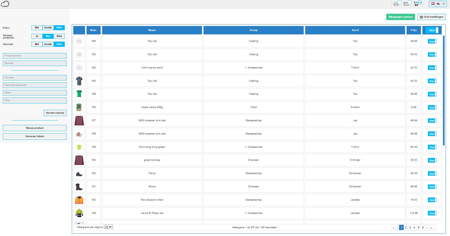 Producten overzicht :: Storecontrl-handleiding